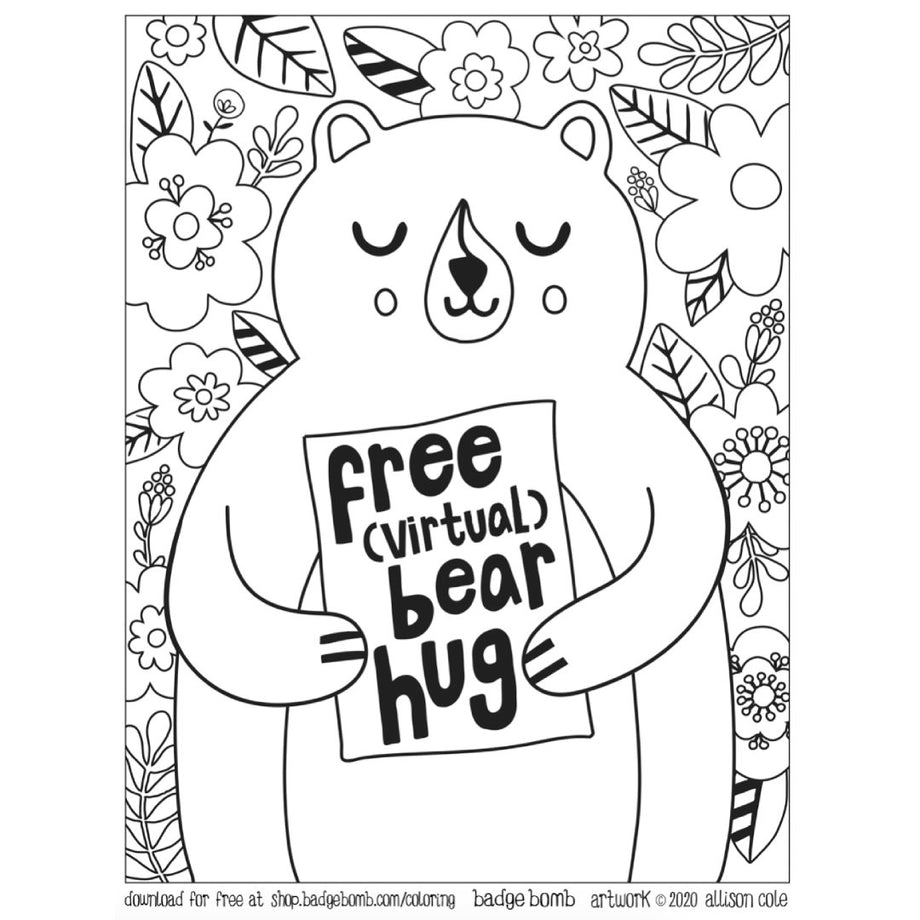 bear hug coloring pages